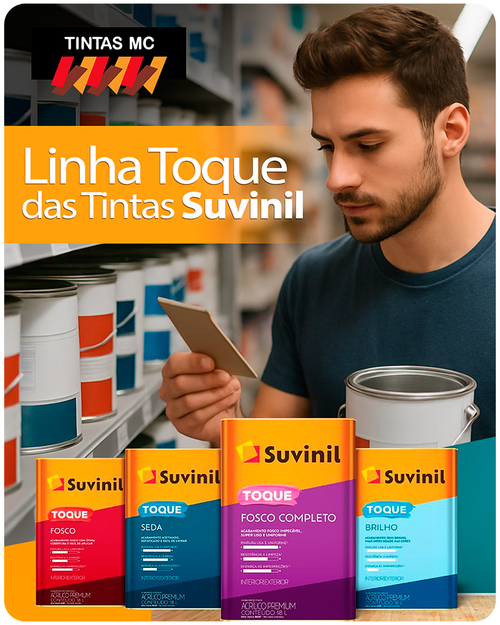 Linha Toque das Tintas Suvinil em Rio Preto Toque Brilho, Toque Seda, Toque Fosco e Toque Fosco ...